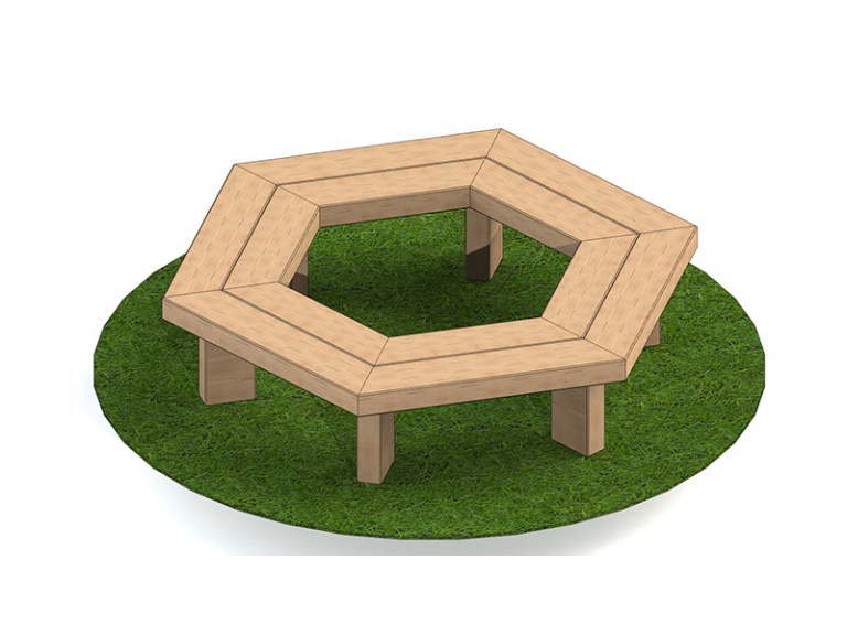 Hexagonal Tree Seat 2m - Playscape